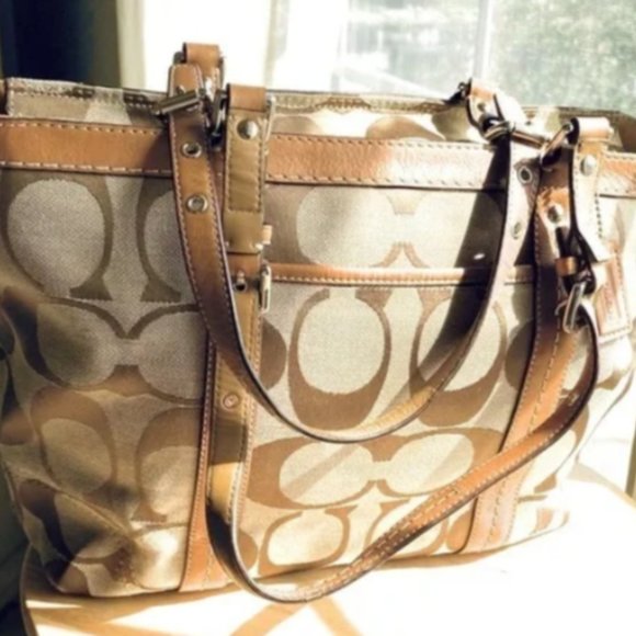 Coach | Bags | Coach Chic Classic Logo Leather Satchel Tote Bag | Poshmark